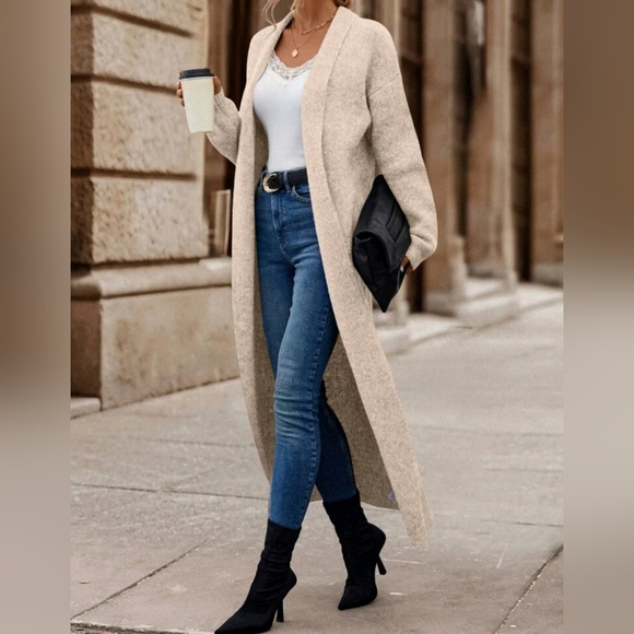 Sweaters | New Luxe Shawl Collar Long Maxi Knit Duster Cardigan Beige ...